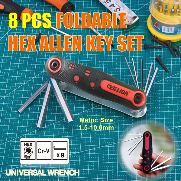 ALLEN KEY FOLDABLE 8PCS SET HEX METRIC/ L SHAPED WRENCH, Everything ...