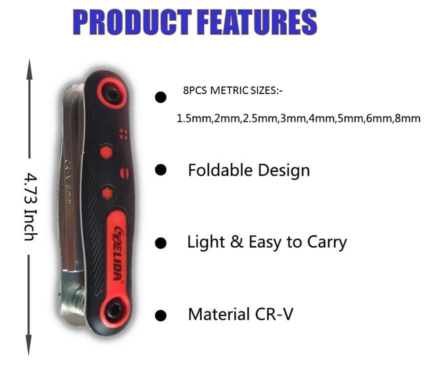 ALLEN KEY FOLDABLE 8PCS SET HEX METRIC/ L SHAPED WRENCH, Everything ...