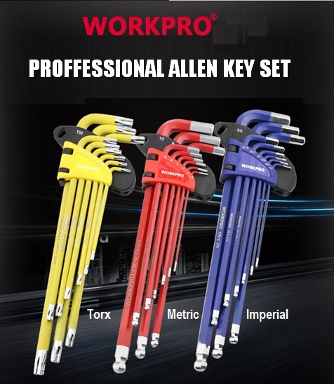 ALLEN KEY SET 9PCS TORX / IMPERIAL WORKPRO- PROFESSIONAL GRADE ...