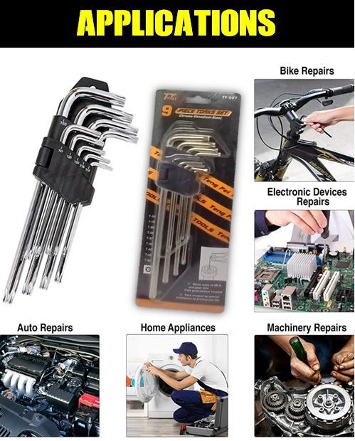 ALLEN KEY SET 9PCS TORX WRENCH LONG/ EXTRA LONG TYPE, Furniture & Home ...