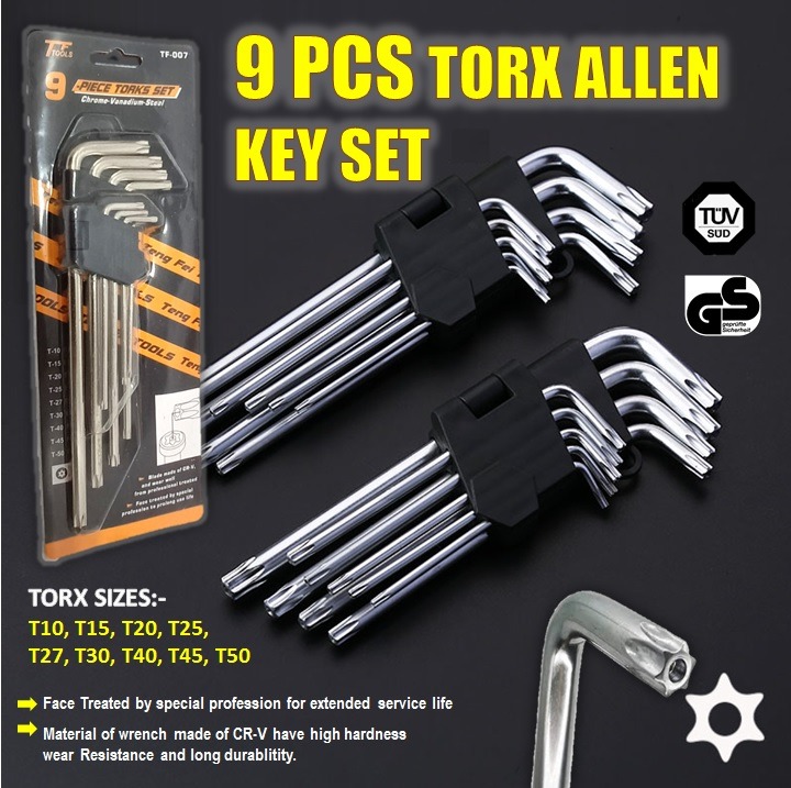 ALLEN KEY SET 9PCS TORX WRENCH LONG/ EXTRA LONG TYPE, Furniture & Home ...