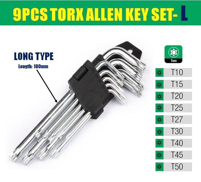 ALLEN KEY SET 9PCS TORX WRENCH LONG/ EXTRA LONG TYPE, Furniture & Home ...