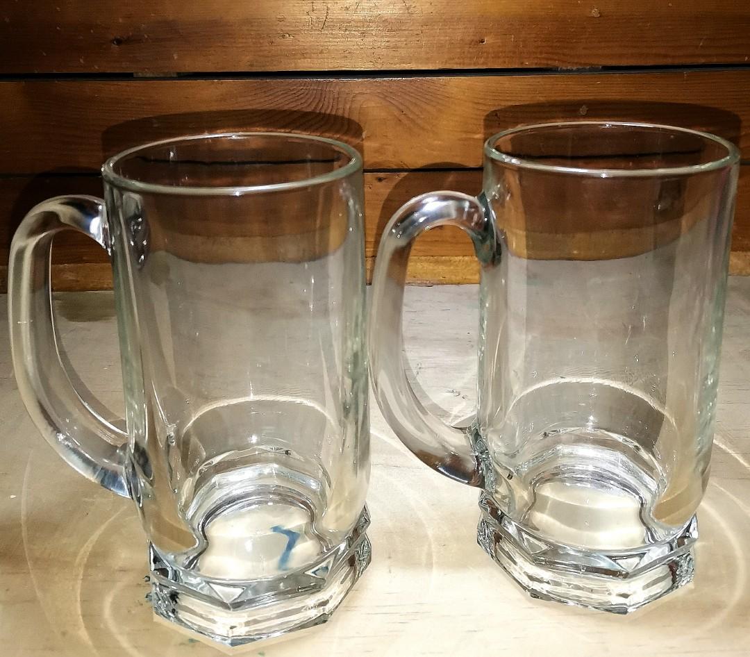 Antique 1940's Thick & Heavy Beer Glass Mugs (Made in Italy), Hobbies ...