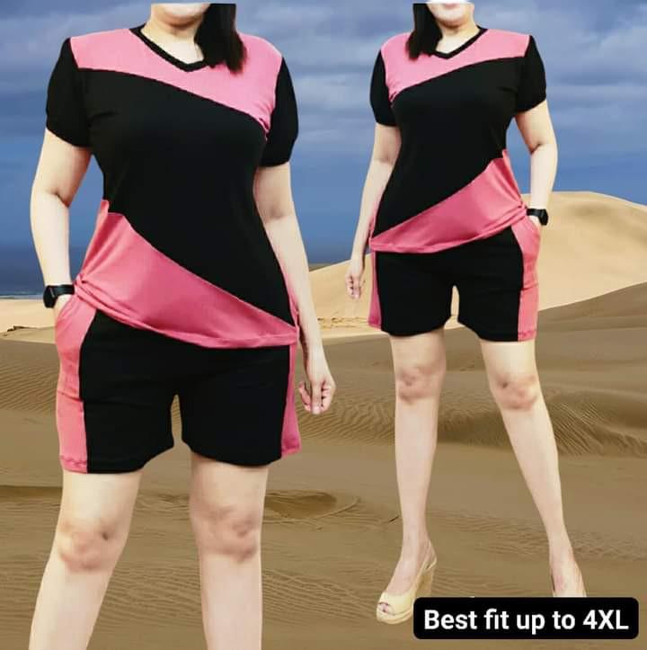 Black Slanting Combi Terno Short, Women's Fashion, Dresses & Sets, Sets ...
