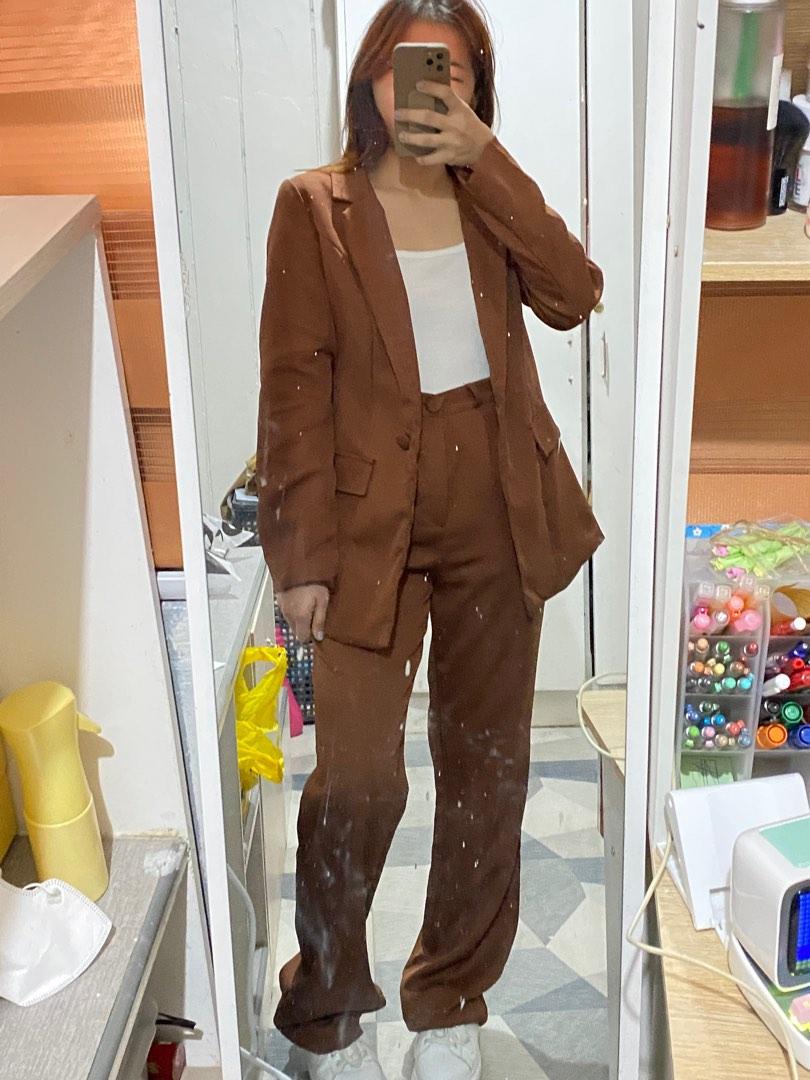BLAZER COORDINATES in choco brown, Women's Fashion, Dresses & Sets ...