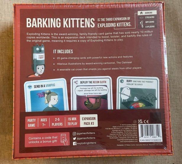 Board Game Barking Kittens Expansion English Version (Brand New) 桌遊 汪汪貓 ...
