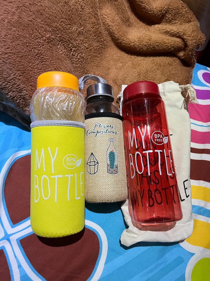 Botol Minum / My Bottle Bulat Bening Transparan Fullcolor Free Pouch ...