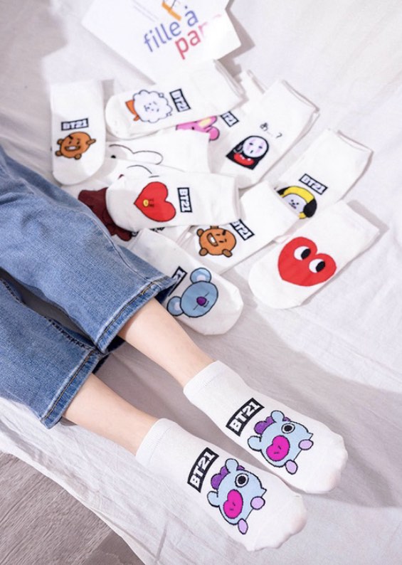 Bts bt21 cute socks free size jungkook jimin v jhope jin suga rm cooky ...