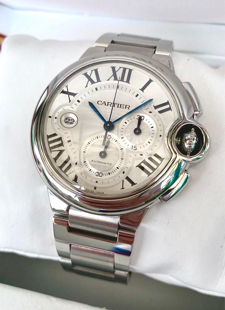 Cartier Ballon Bleu Chronograph White dial / Blue Hands 42mm Ref ...