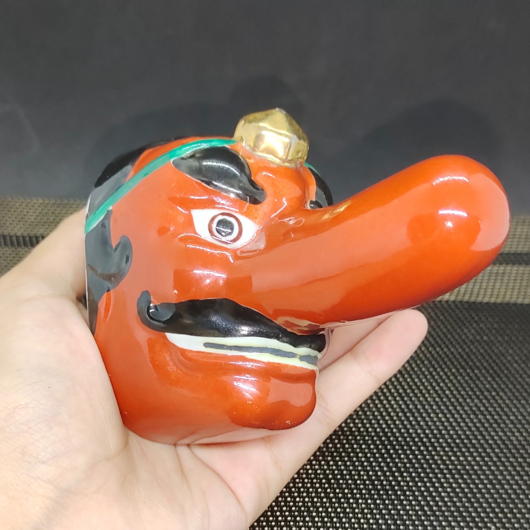 Ceramic Tengu Mask Japanese Vintage Traditional Pottery Folk Art ...