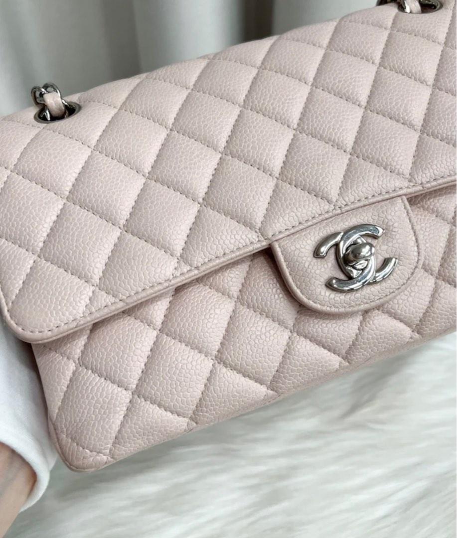 Chanel pink rose claire medium caviar classic flap, Luxury, Bags ...