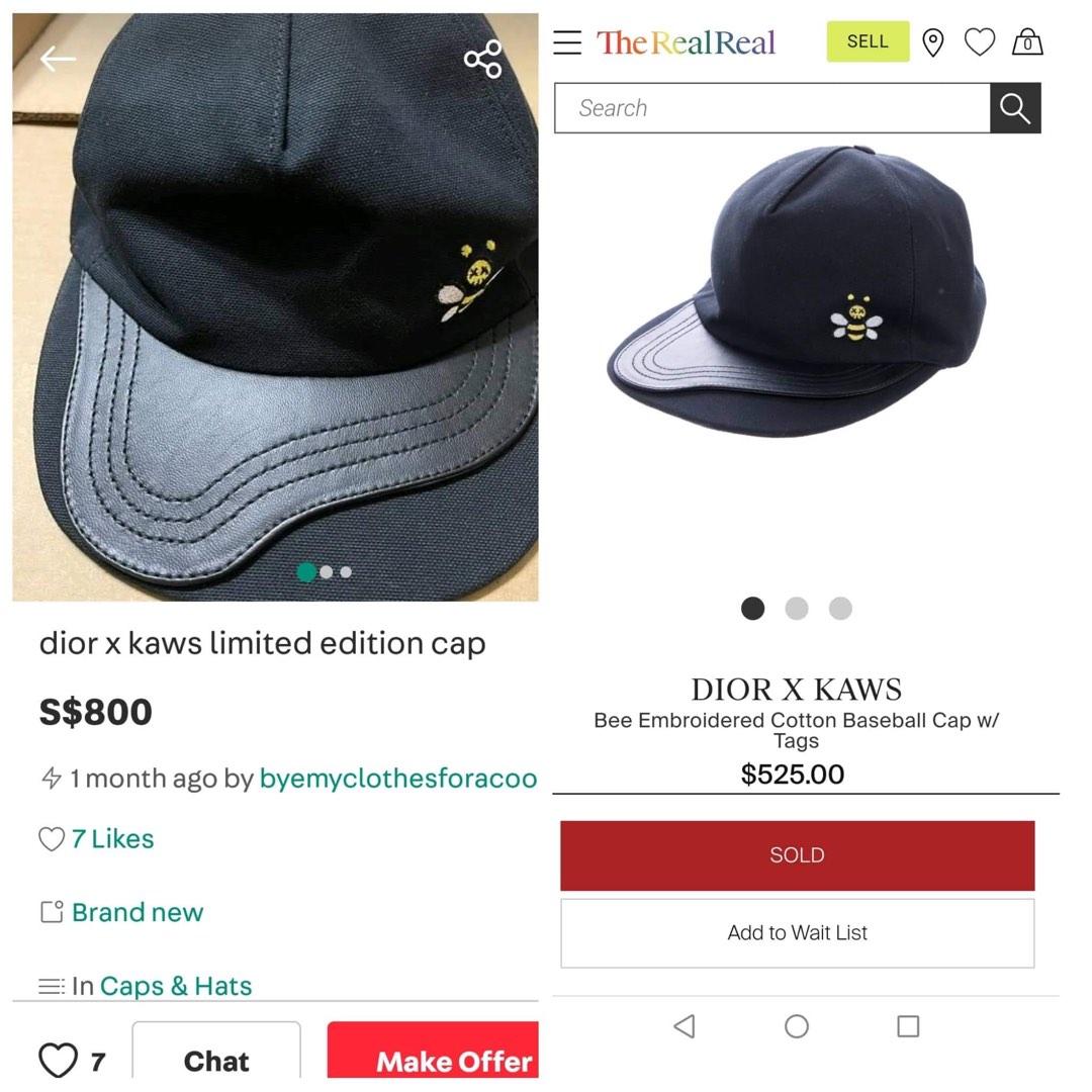 Christian Dior x Kaws Limited Ed Cap Hat in Black Large, Men's Fashion ...