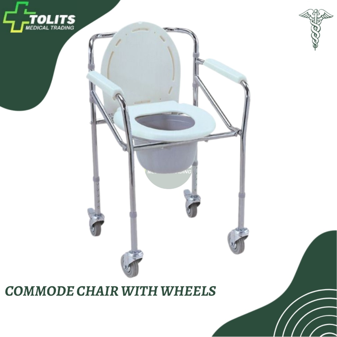 Commode Chair with Wheels, Health & Nutrition, Assistive & Rehabilatory ...