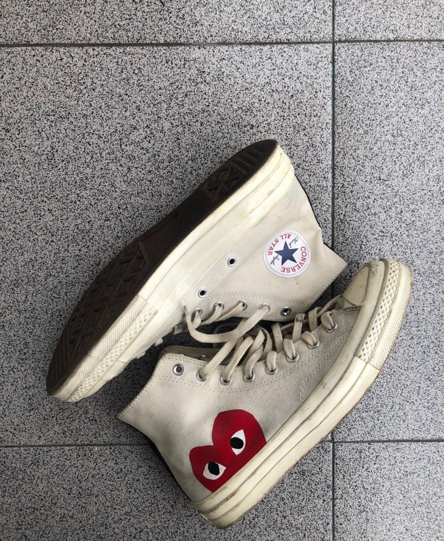 Converse x CDG, Fesyen Pria, Sepatu , Sneakers di Carousell