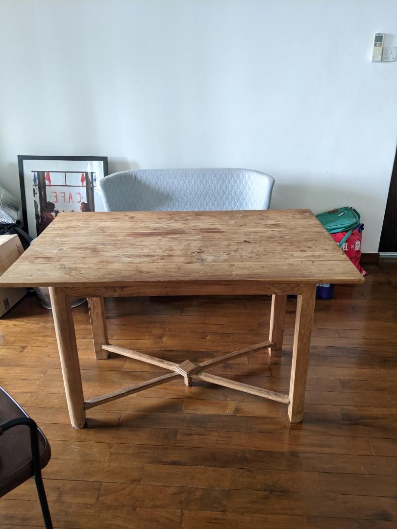 Dining table - raw wood, Furniture & Home Living, Furniture, Tables ...