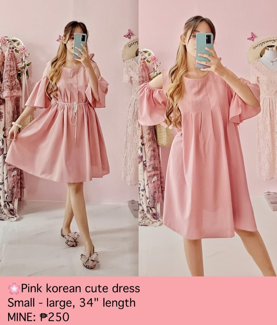 Dull pink korean cute dress (S-L), Women's Fashion, Dresses & Sets ...