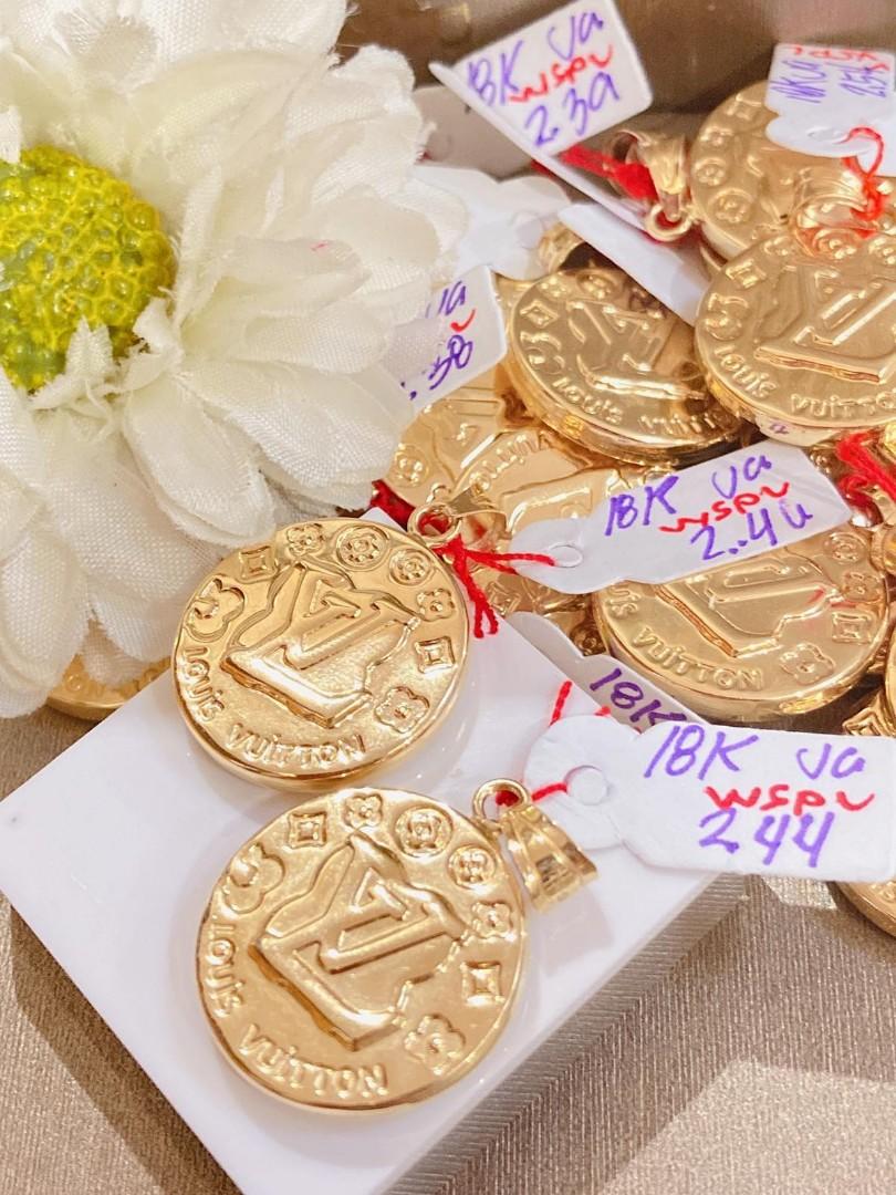 Engraved LV pendant JA gold, Women's Fashion, Jewelry & Organizers ...