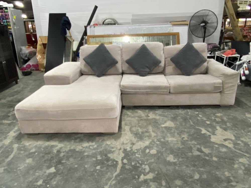 Fabric Beige L Sectional Sofa White Colour / Fabrik Beige L Sofa ...