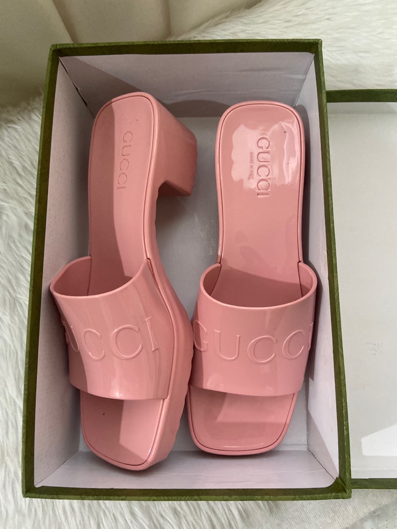 Gucci pink block candy heels SALE, Luxury, Sneakers & Footwear on Carousell