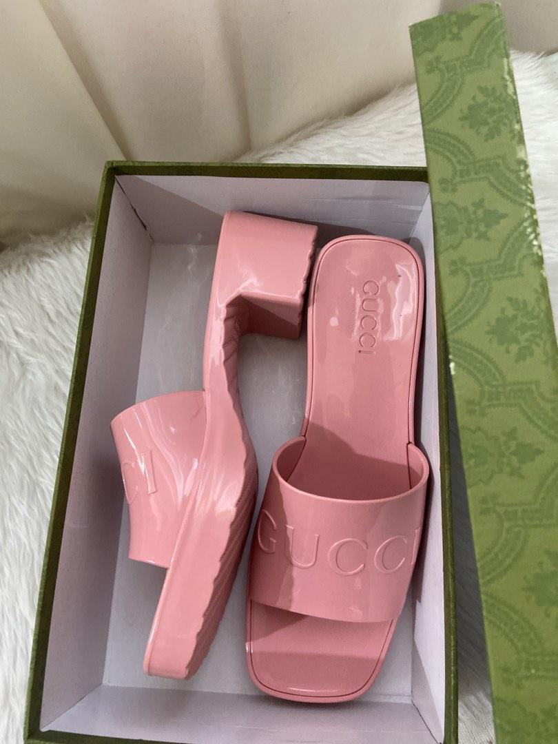 Gucci pink block candy heels SALE, Luxury, Sneakers & Footwear on Carousell