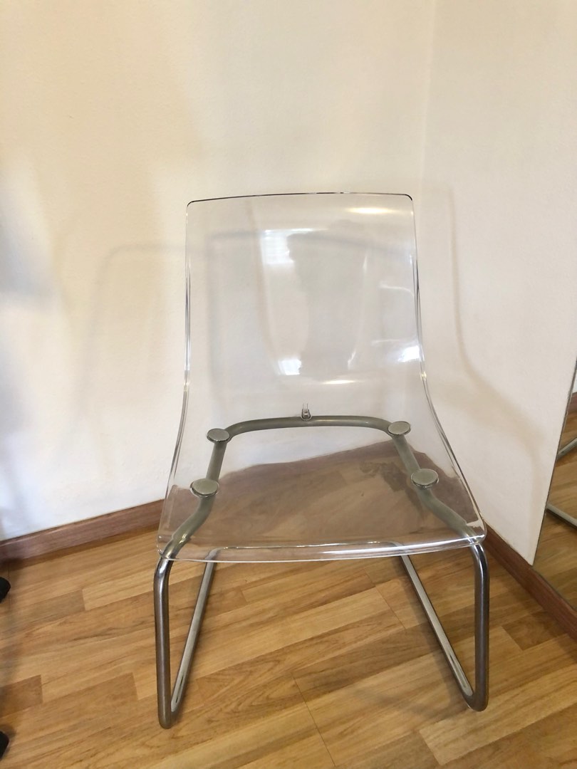 Ikea Tobias clear transparent chair, Furniture & Home Living, Furniture ...