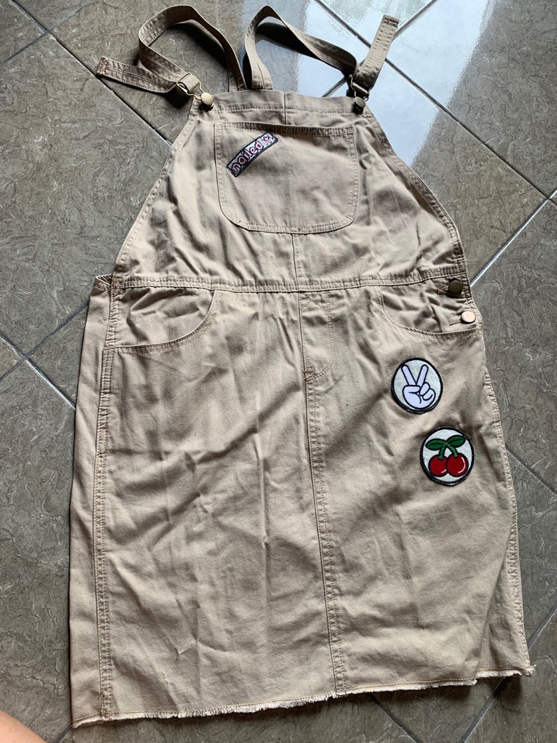 khaki jumper with patches, Women's Fashion, Dresses & Sets, Jumpsuits ...