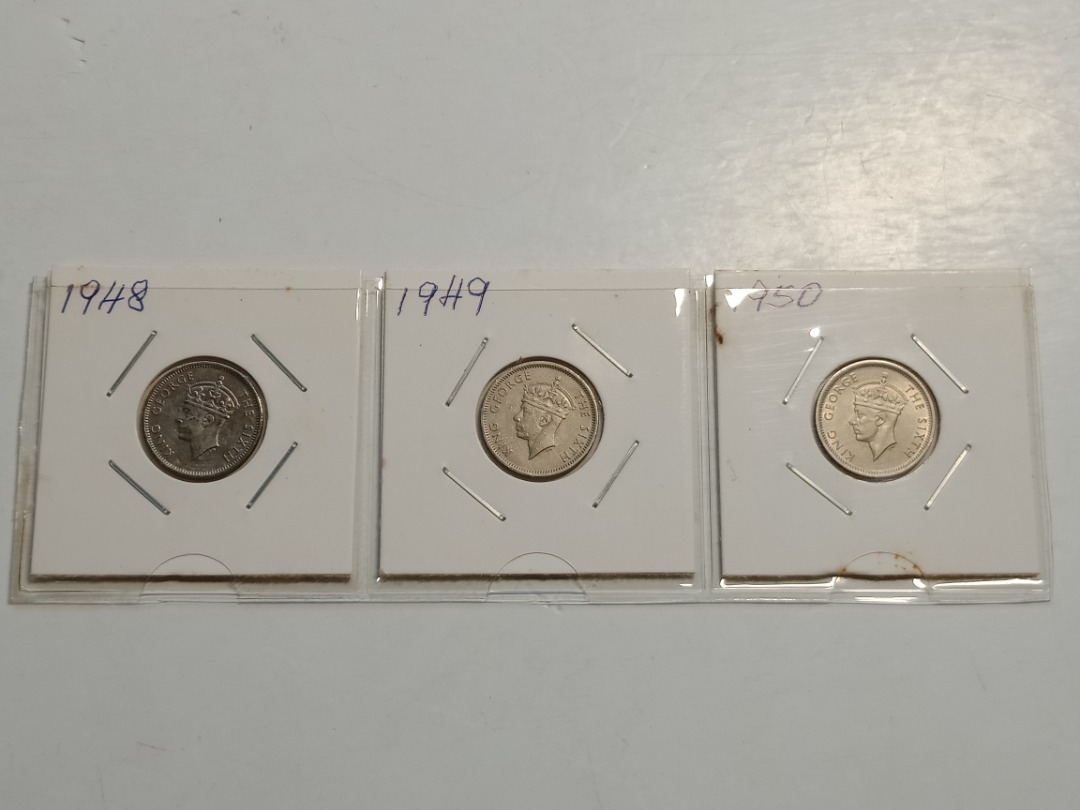 King George 10 Cents 1948, 1949 and 1950 3-Coin Set (3 pieces), Hobbies ...