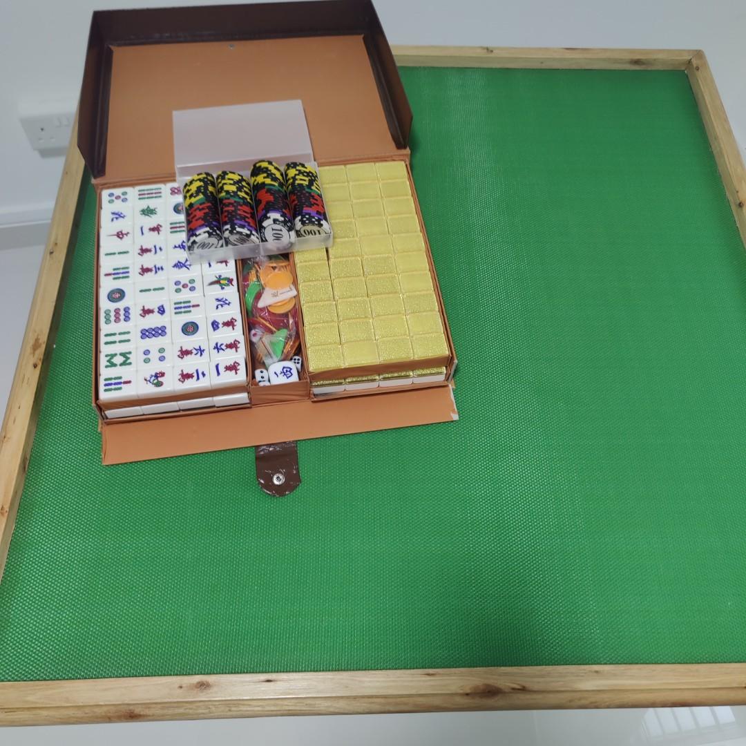Mahjong table, gold tile set and chips, Hobbies & Toys, Toys & Games on ...