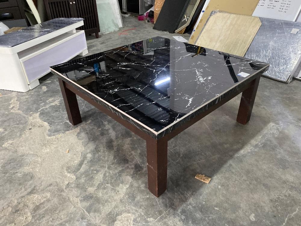 Marble Black Colour Top Dark Brown Wooden Coffee Table / Meja Kopi Kayu ...