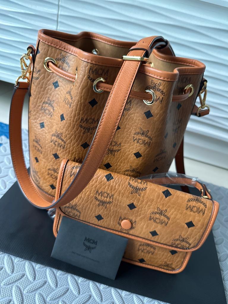 MCM Visetos Monogram bucket bag, Luxury, Bags & Wallets on Carousell