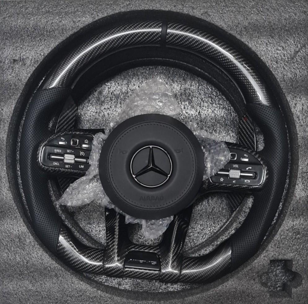 Mercedes benz carbon fiber amg steering wheel a b c cla e gla glc s slk ...