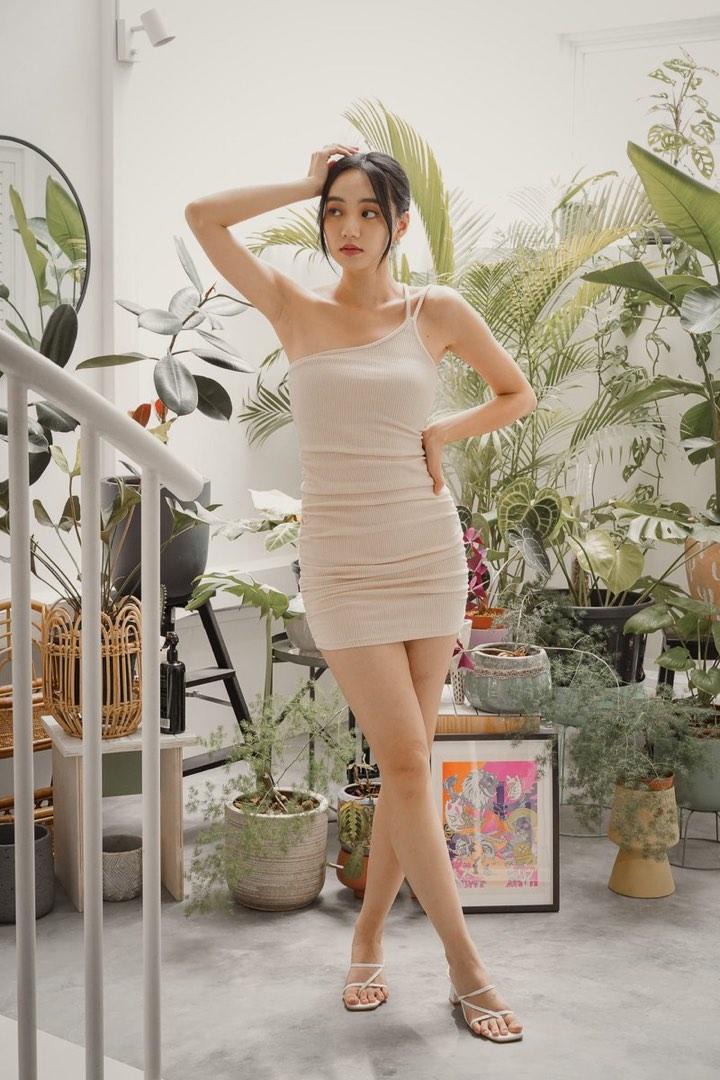 MIKAYLA REANNE RIBBED DRESS IN CREAM, Women's Fashion, Dresses & Sets, Dresses on Carousell