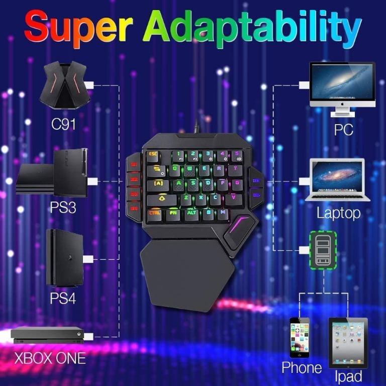 Miracle Snail: One-Handed Keyboard, K50 RGB One Hand Mechanical Gaming ...