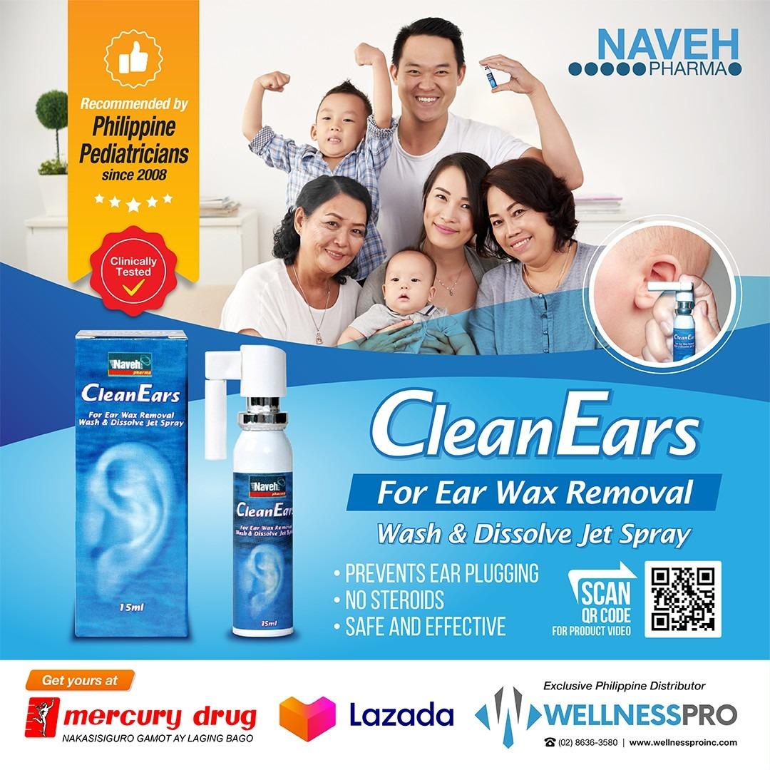 Naveh CleanEars Earwax Remover Jet Spray 15mL, Health & Nutrition ...