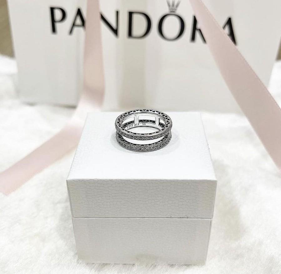 Pandora double sparkling ring in silver, Women's Fashion, Jewelry ...