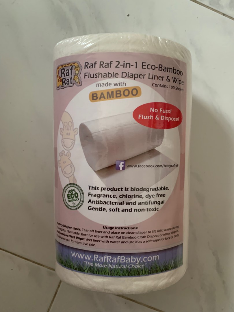Raf Raf Bamboo Flushable Diaper Liner, Babies & Kids, Bathing ...