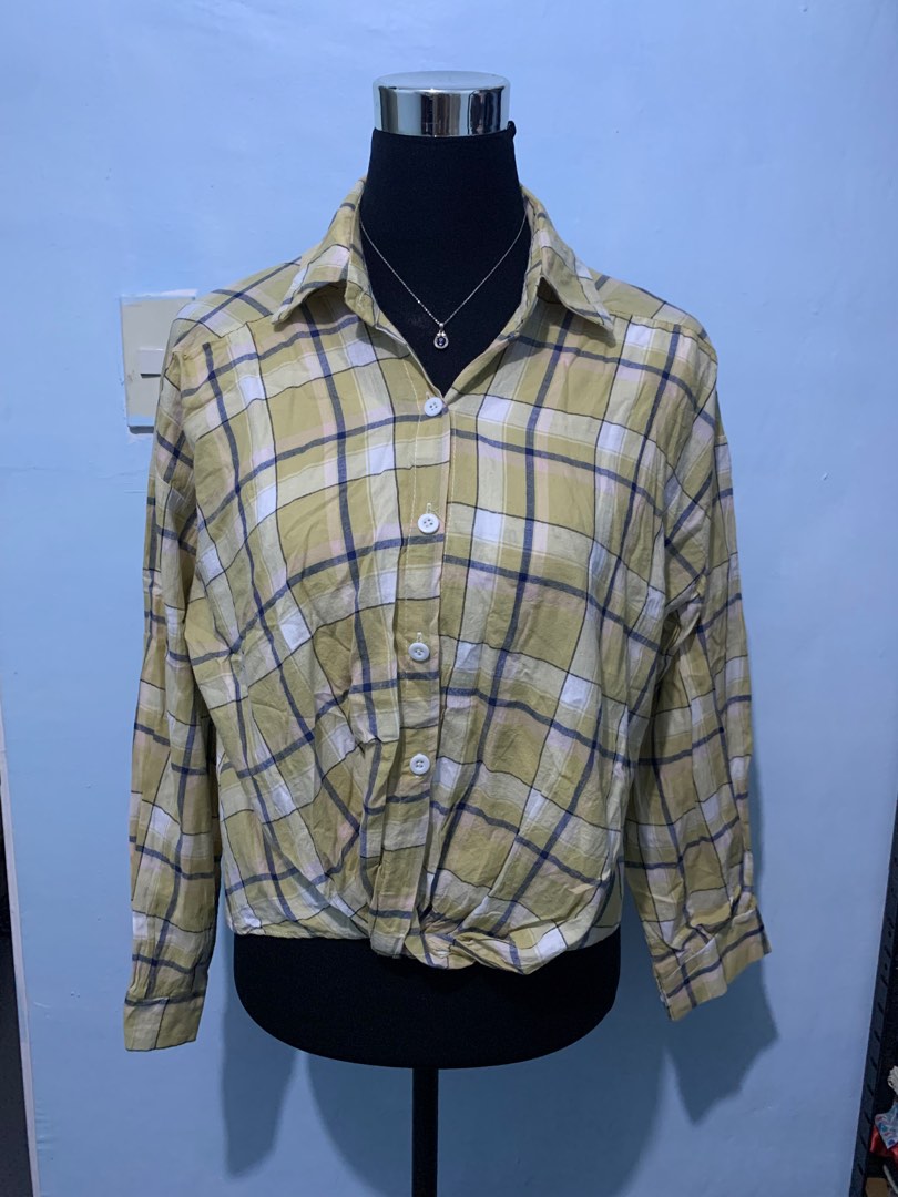 Soft Plaid with Inner Blouse, Women's Fashion, Tops, Blouses on Carousell