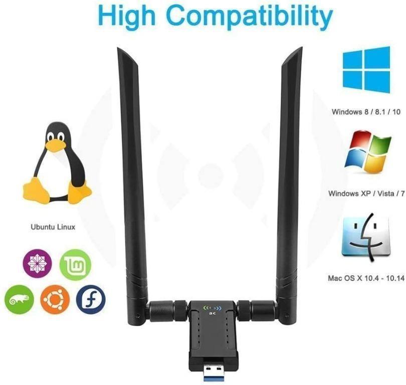 Techkey 1750Mbps Dual Band USB WiFi Adapter Antenna, Computers & Tech, Parts & Accessories ...