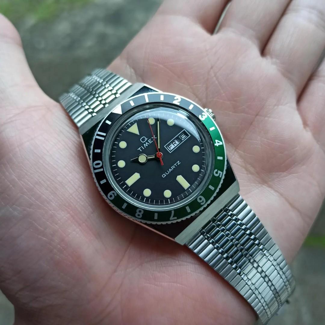 Timex Q Quartz - Green Retro - 1970s Reissue, Luxury, Watches on Carousell