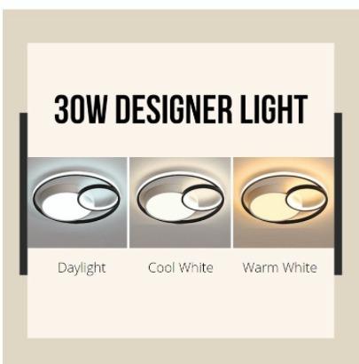 TML 30W Modern Designer LED Ceiling Light Tri-tone, Furniture & Home ...