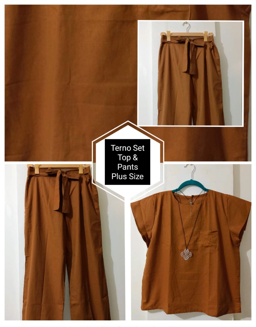 Top & Pants Terno Flutter Style with Pocket Side, Women's Fashion ...