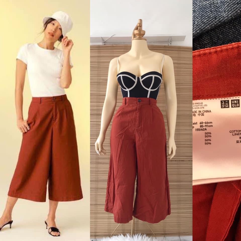 Uniqlo hwaist linen cropped cullote, Women's Fashion, Bottoms, Other ...