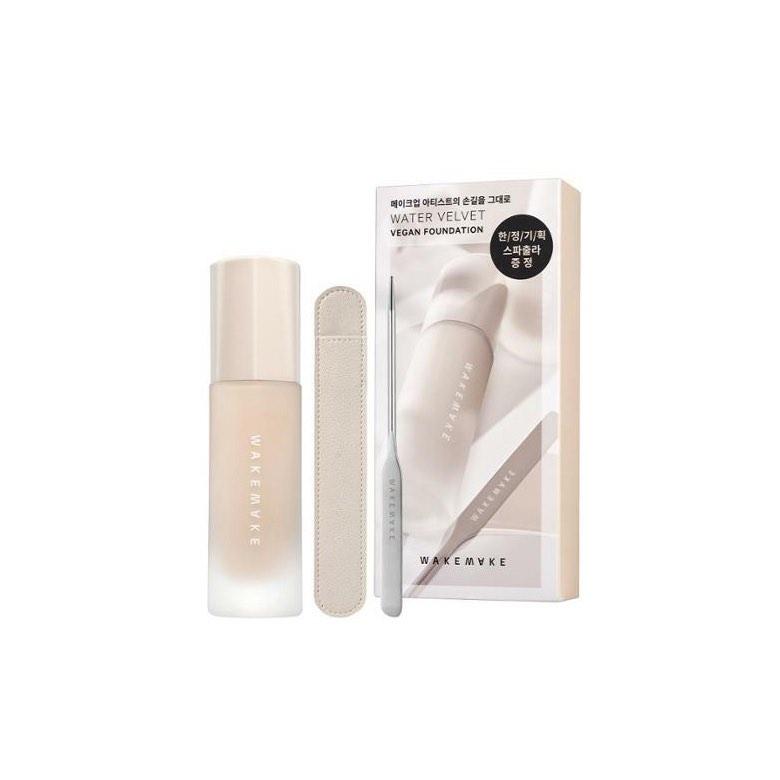WAKEMAKE Water Velvet Vegan Foundation with Spatula Special Limited set ...