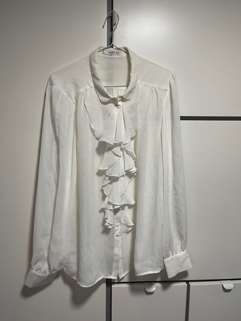White translucent top, Women's Fashion, Tops, Blouses on Carousell