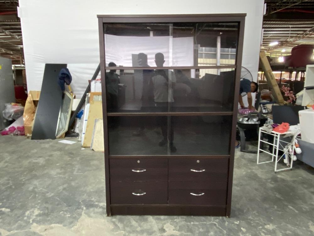 Wooden Display Cabinet with Glass Door / Kabinet Paparan Kayu dengan ...