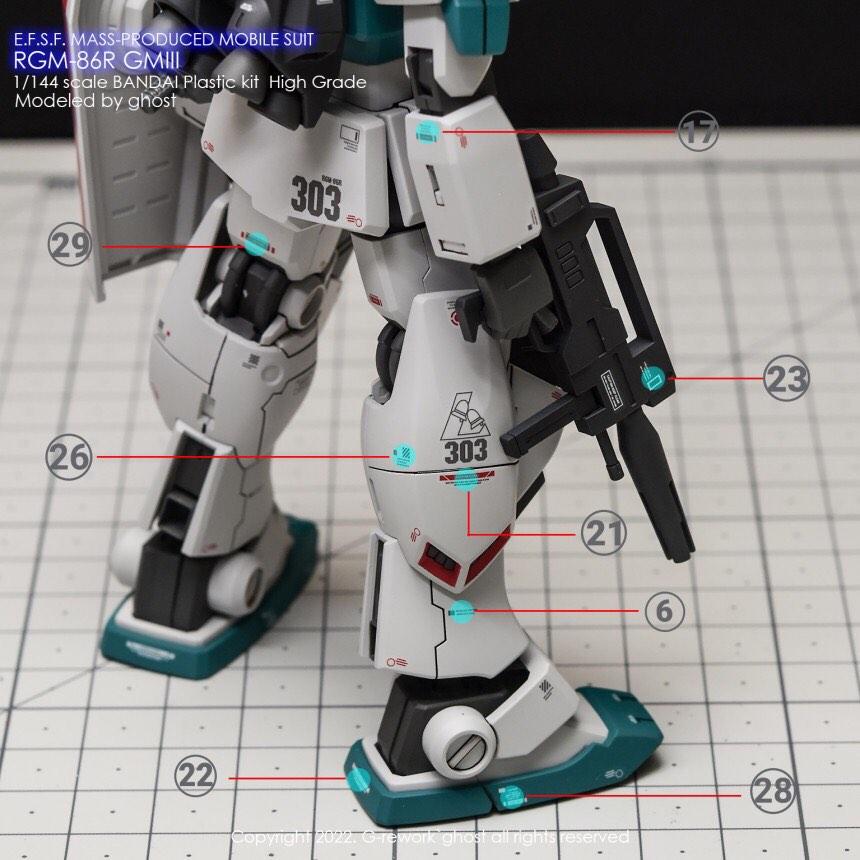 [Yan] HGUC GM III 3 Gundam (G Rework Ver.) Ghost Custom Fluorescent ...