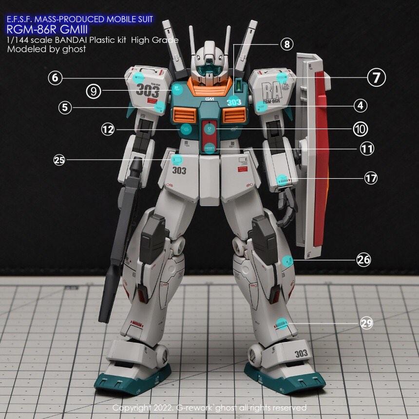 [Yan] HGUC GM III 3 Gundam (G Rework Ver.) Ghost Custom Fluorescent ...