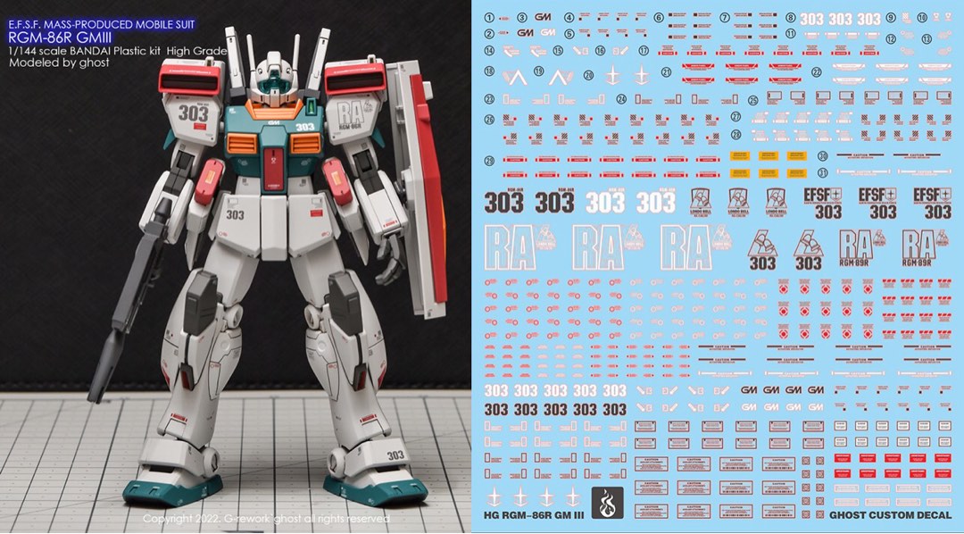 [Yan] HGUC GM III 3 Gundam (G Rework Ver.) Ghost Custom Fluorescent ...