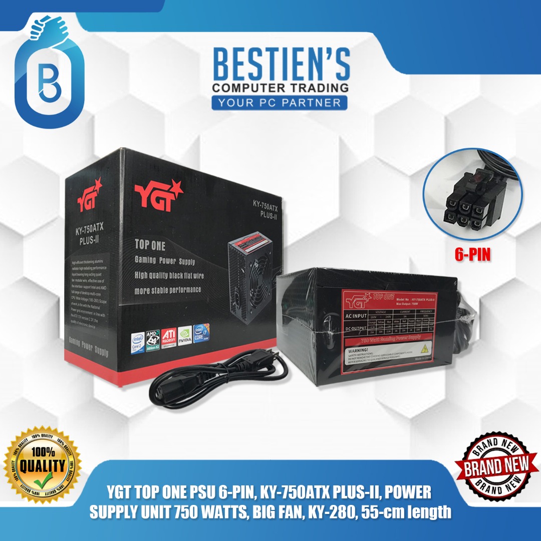 YGT TOP ONE PSU 6-PIN, KY-750ATX PLUS-II, POWER SUPPLY UNIT 750 WATTS ...
