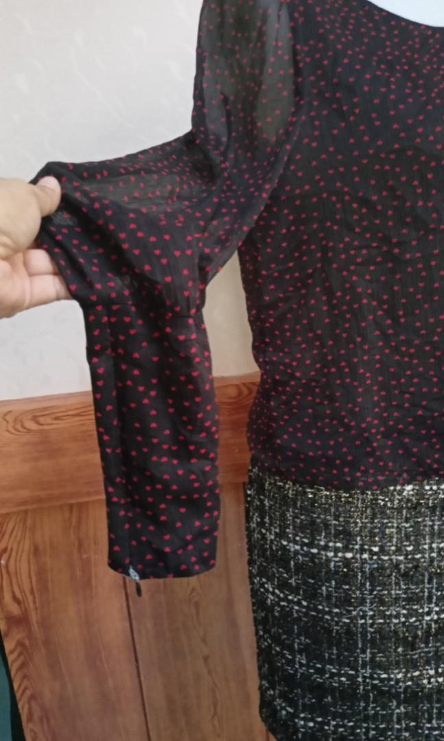 Zara Heart Sheer top, Women's Fashion, Tops, Blouses on Carousell